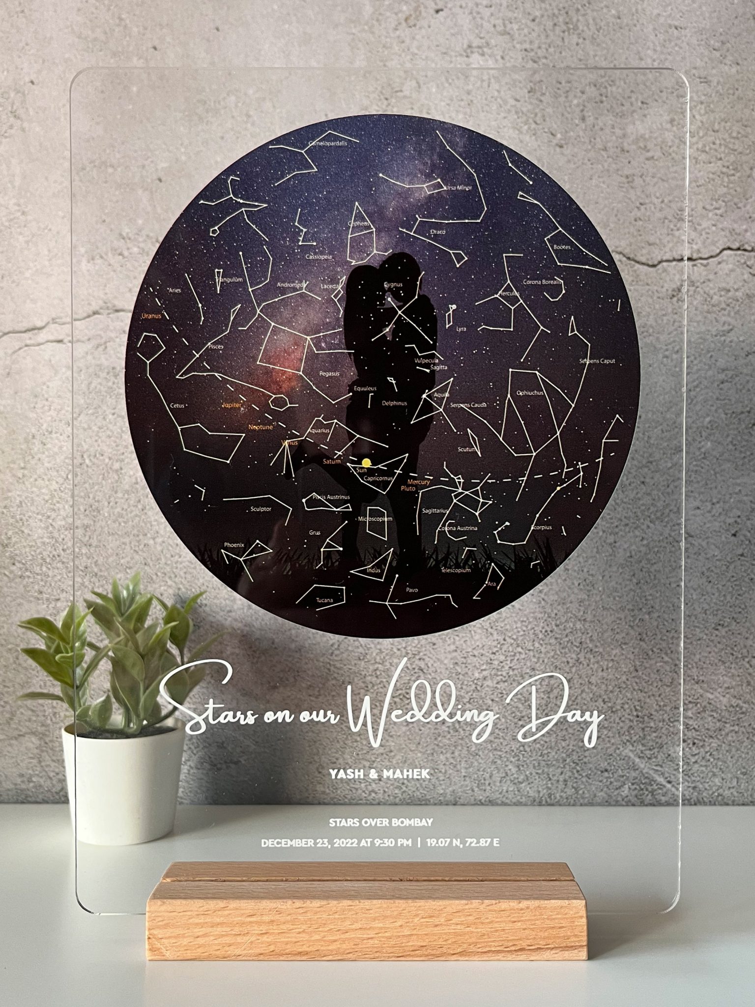Milky Way Couple – Star Map Print on Acrylic Desk Frame