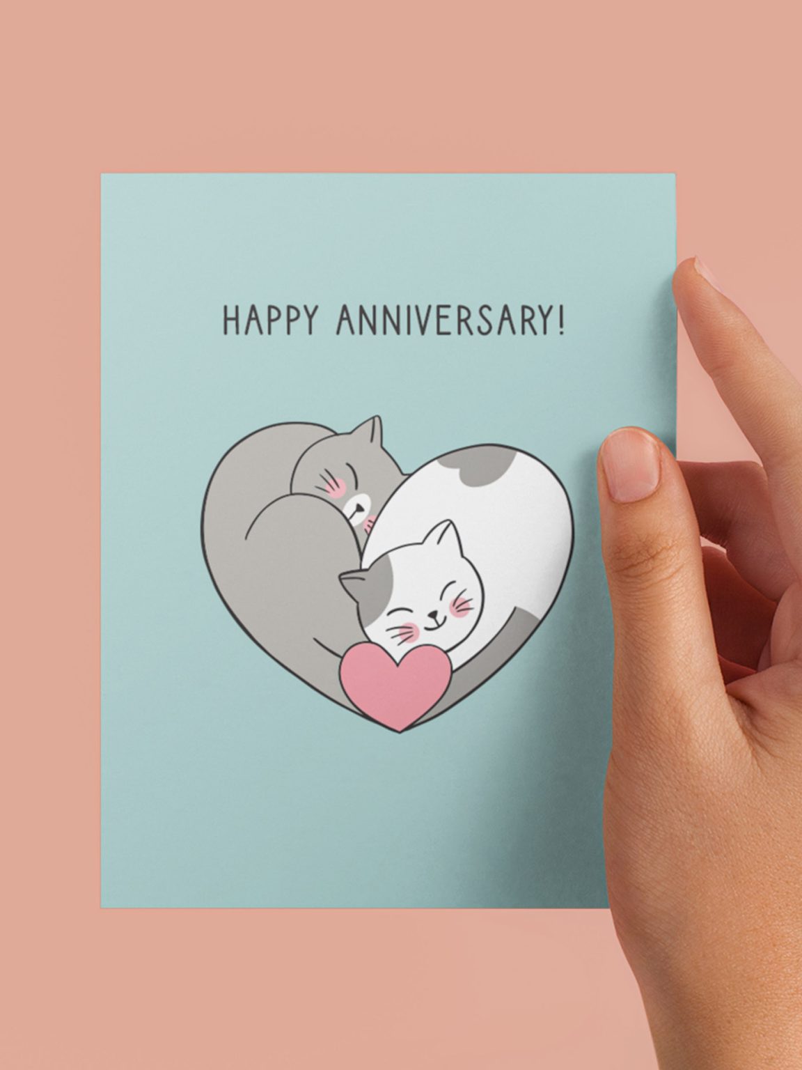 Happy Anniversary Cats – Personalized Greeting Card - Sytara
