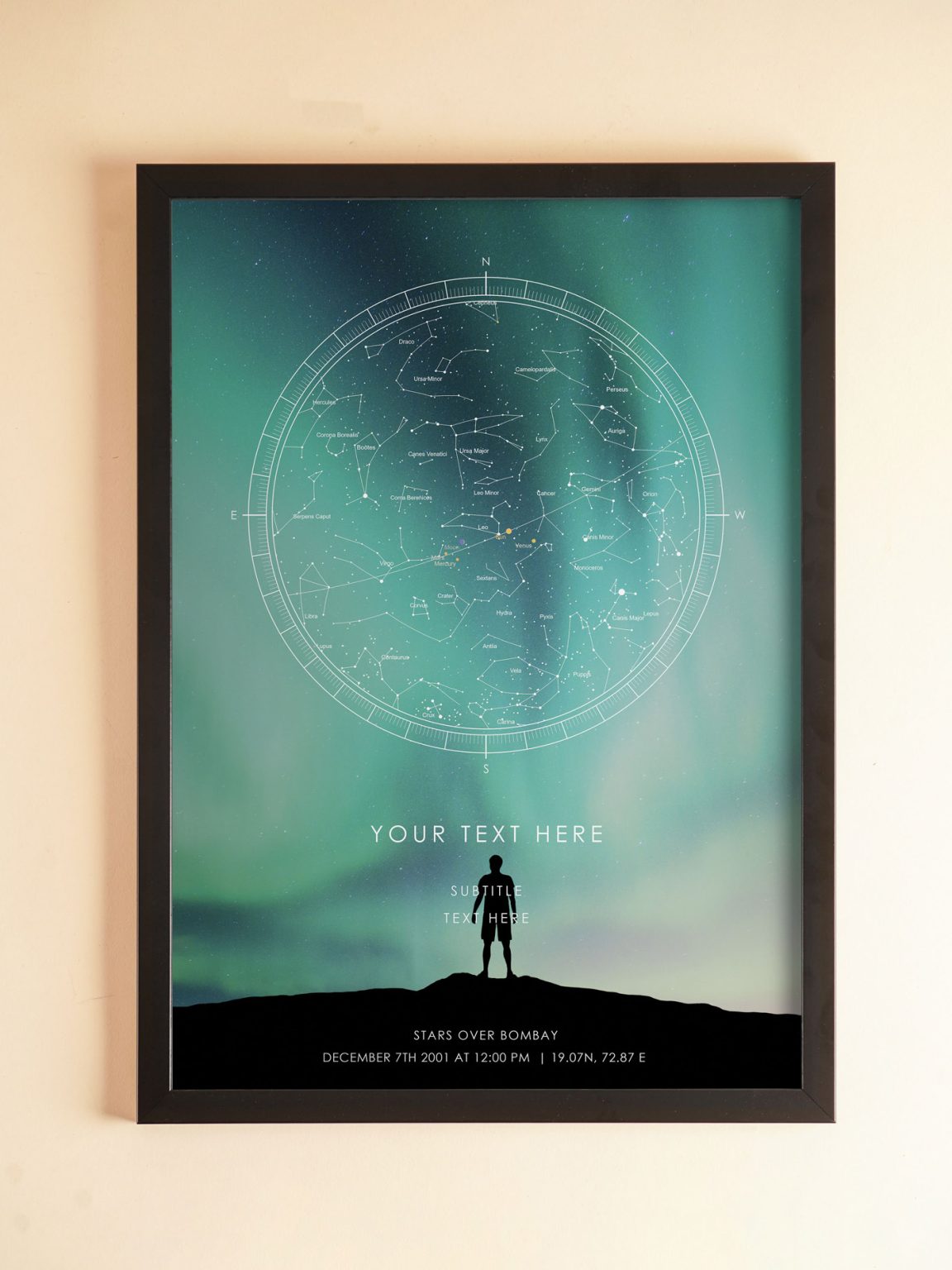 Aurora Man - Personalised Star Map For Birthdays & Milestones